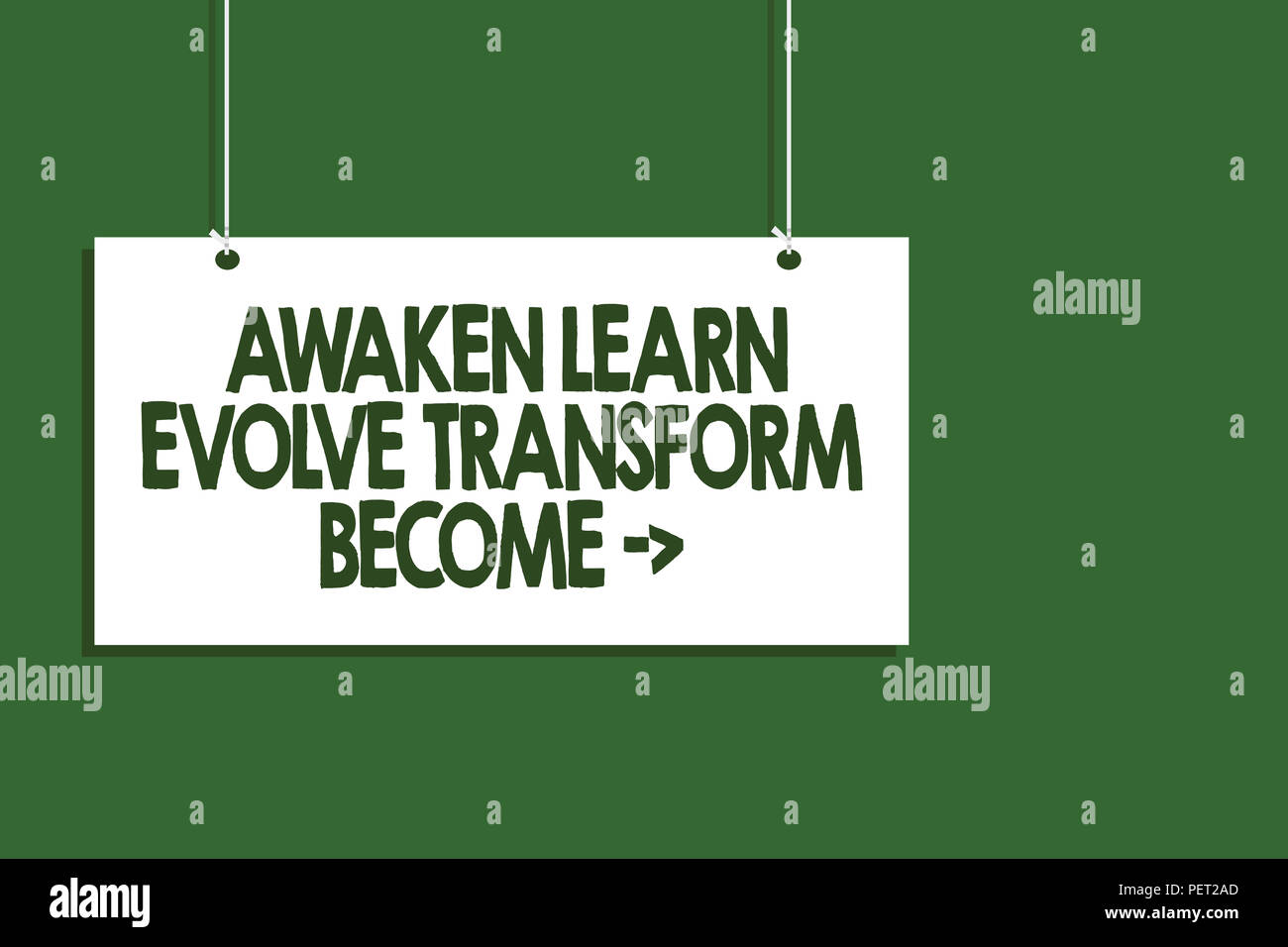 Writing note showing Awaken Learn Evolve Transform Become . Business ...