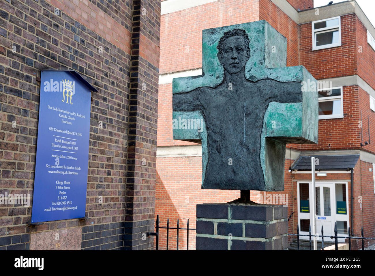 Sculpture of Christ Crucified by Sean Henry outside the Roman Catholic ...