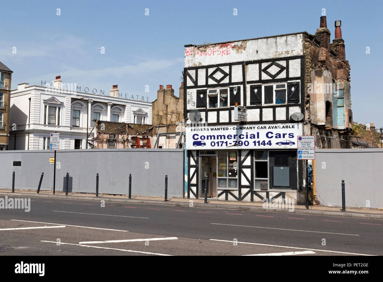 Commercial Cars Taxi office. The last building standing from a terrace ...