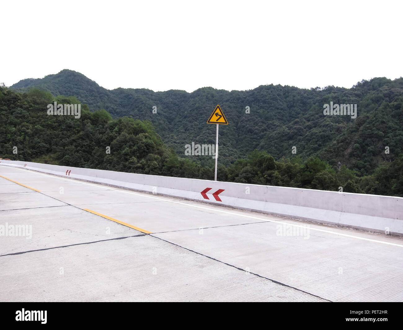 New Built Road and Warning Signs Stock Photo - Alamy