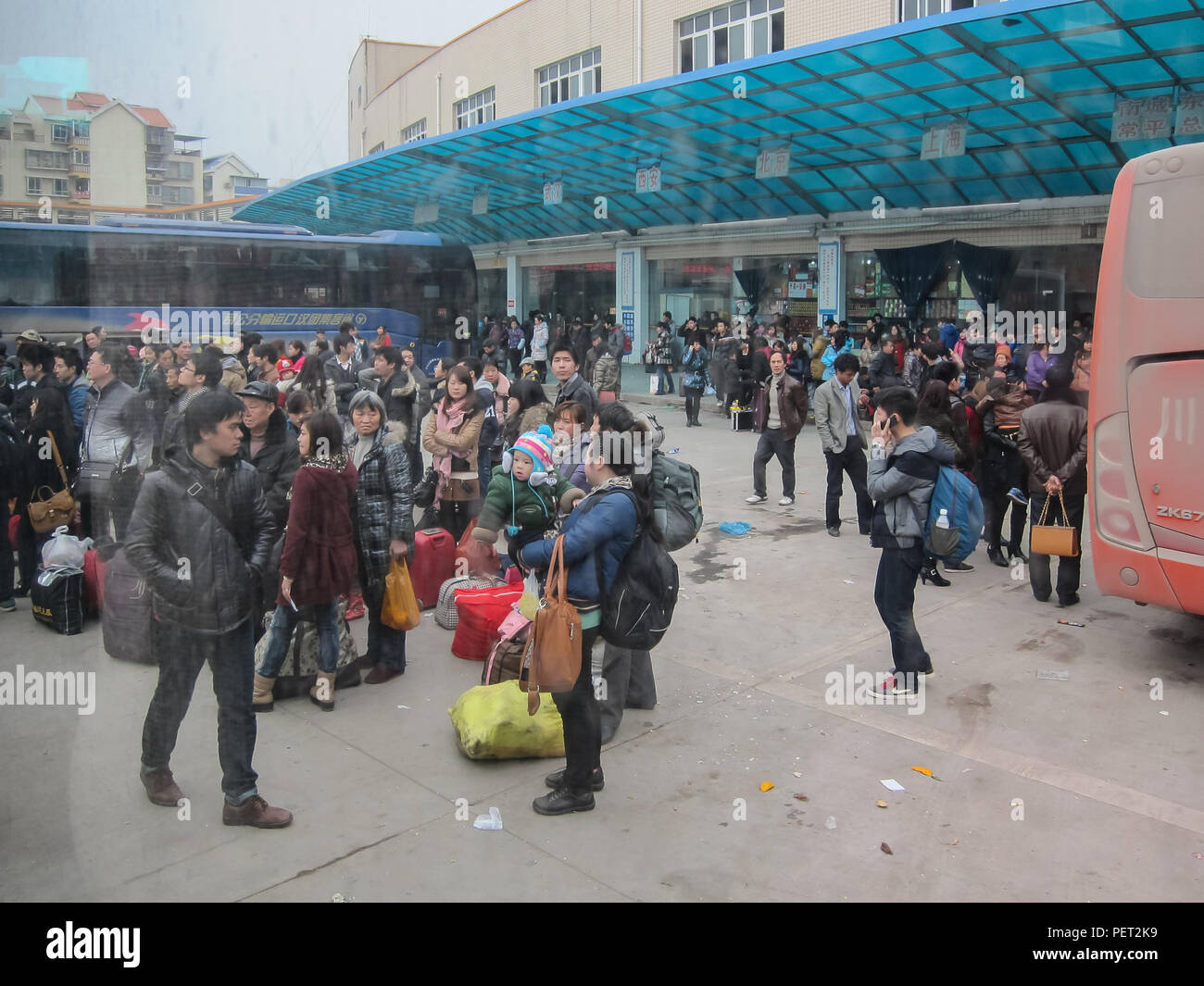 People are Standing in the Crowded Square Waiting for the Bus Stock ...