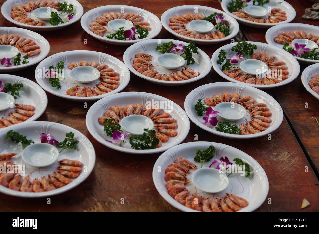Dishes of shrimp at the wedding feast Stock Photo - Alamy