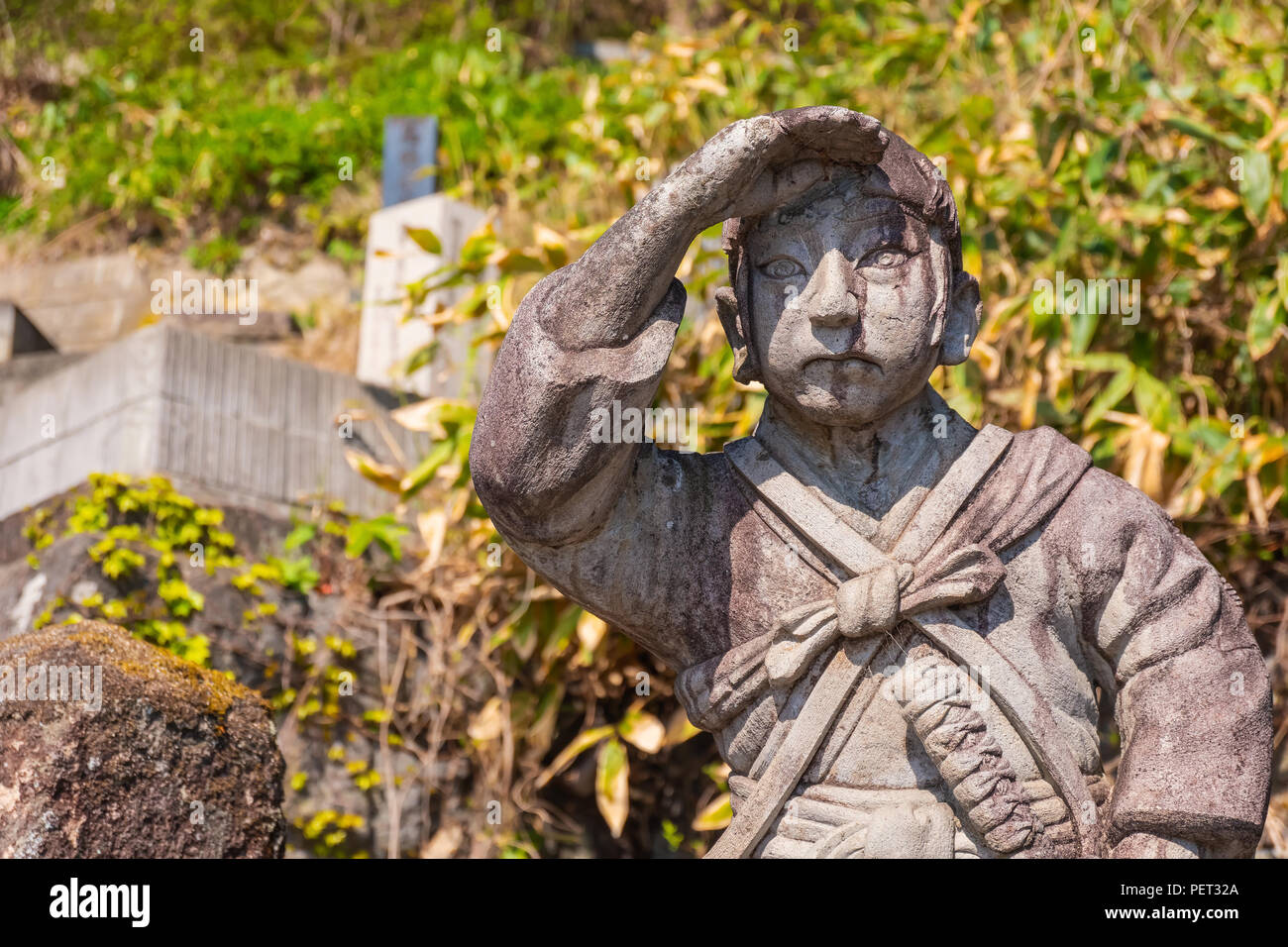 AIZUWAKAMATSU, JAPAN - APRIL 21 2018: The grave site of Byakkutai ...