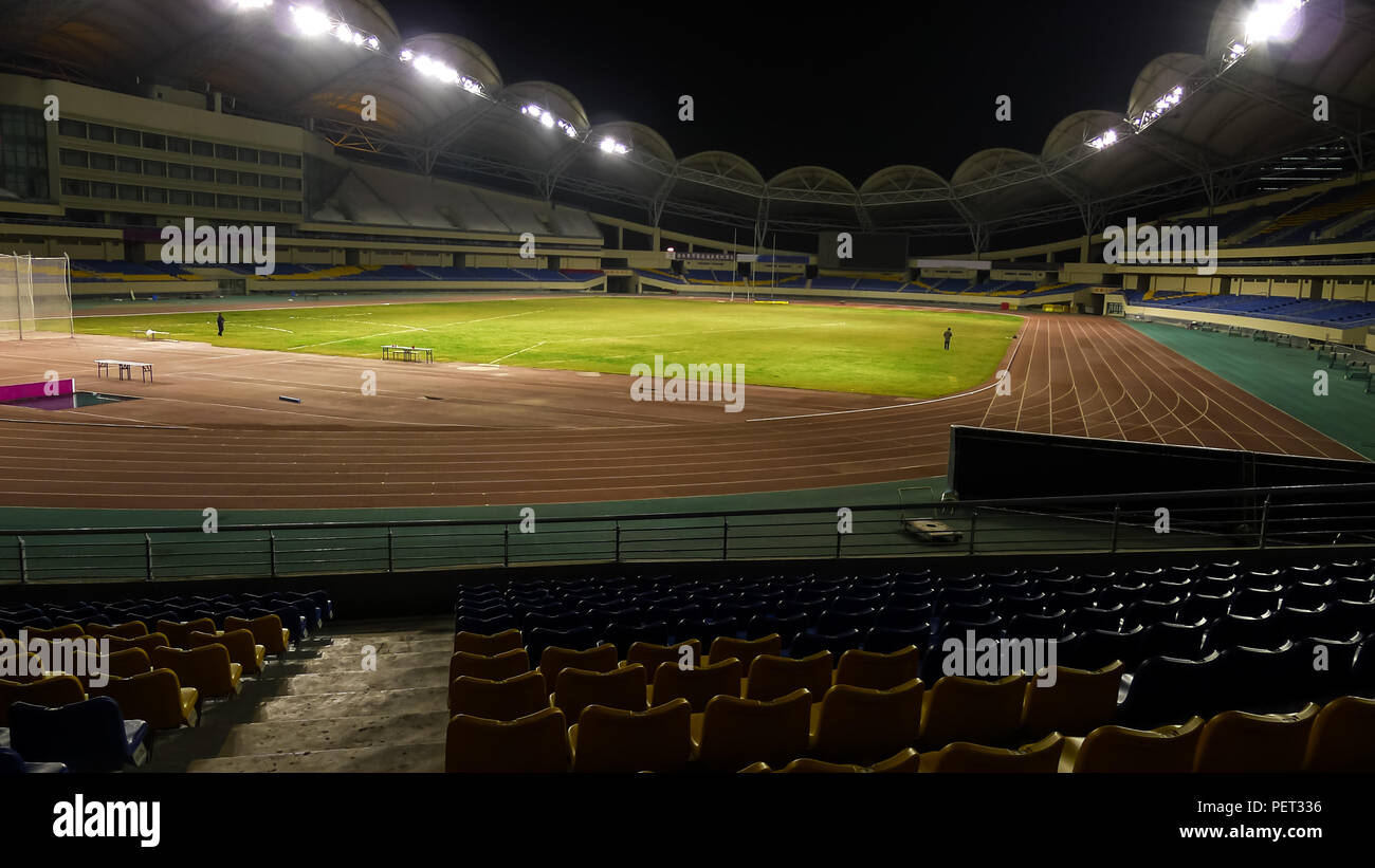 The empty stadium at night Stock Photo - Alamy