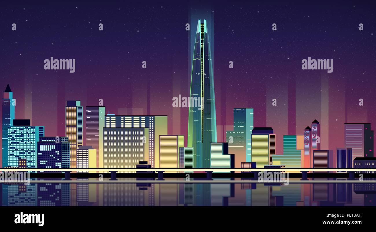 Urban city nightscape vector illustration hi-res stock photography and ...