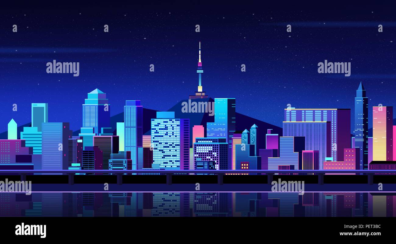 Urban city nightscape vector illustration hi-res stock photography and ...