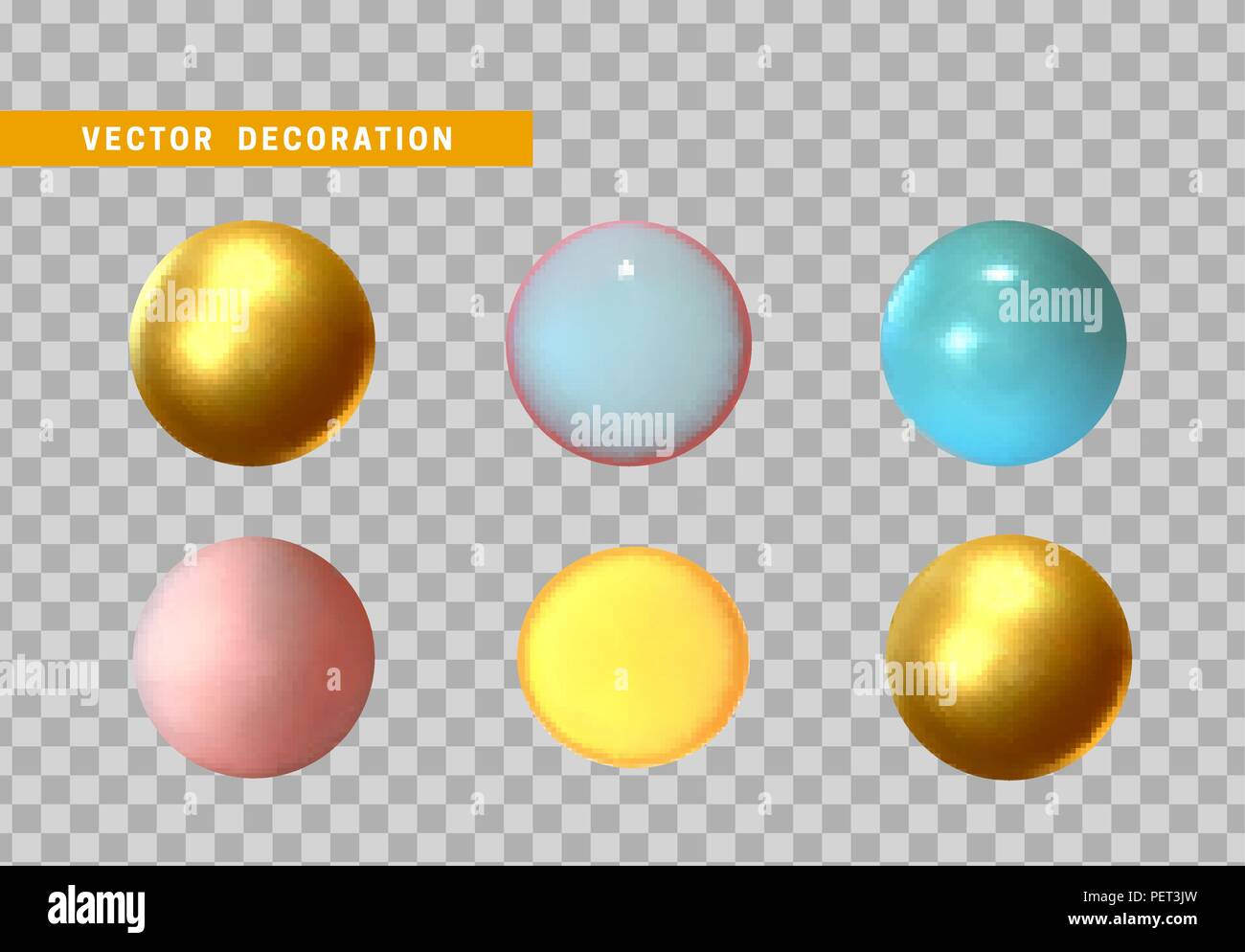 3D sphere isolated on transparent background. Set of colorful rounded ...