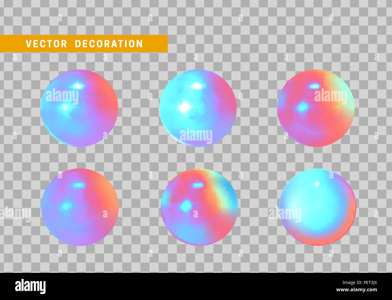 3D sphere colorful isolated on transparent background. Set of bright ...