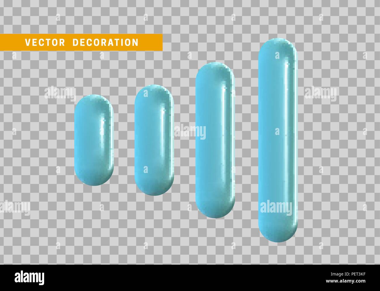 Set 3d shape isolated blue capsule on transparent background Stock ...