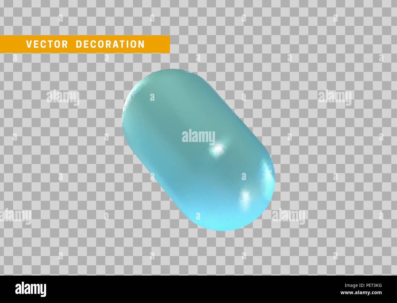3d shape isolated blue capsule on transparent background Stock Vector ...