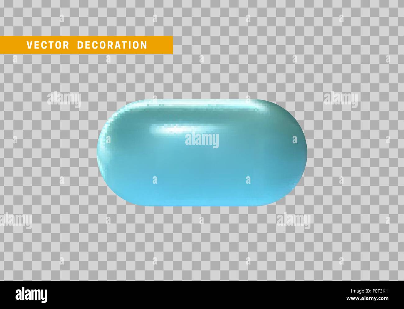 3d shape isolated blue capsule on transparent background Stock Vector ...
