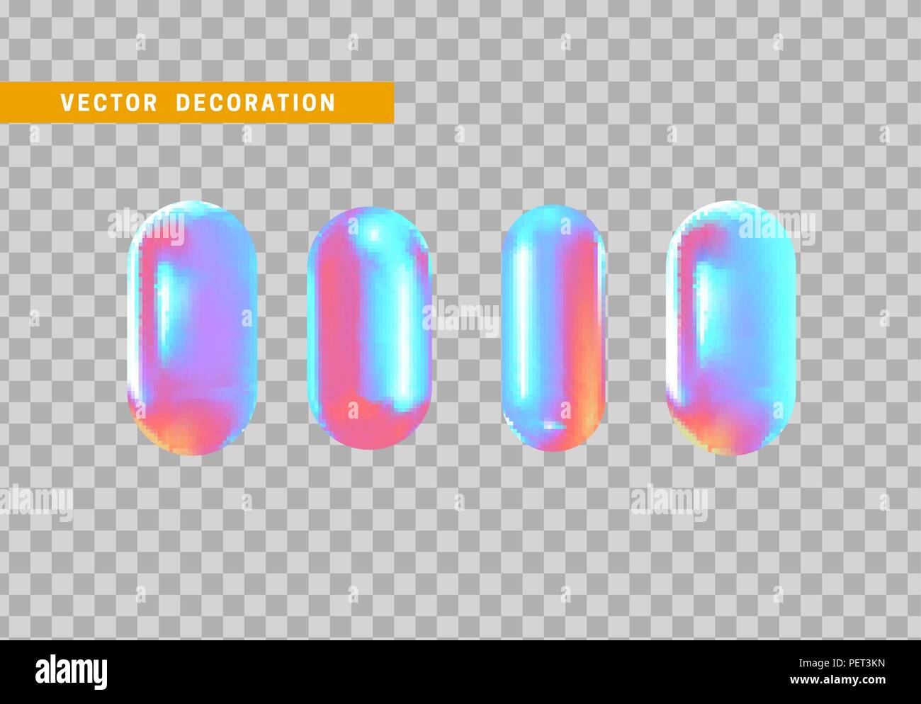 Set 3d shape isolated capsule on transparent background Stock Vector ...