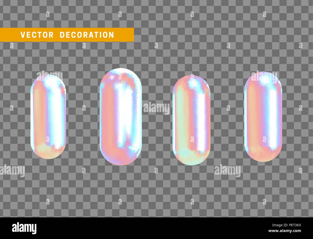 Set 3d shape isolated capsule on transparent background Stock Vector ...