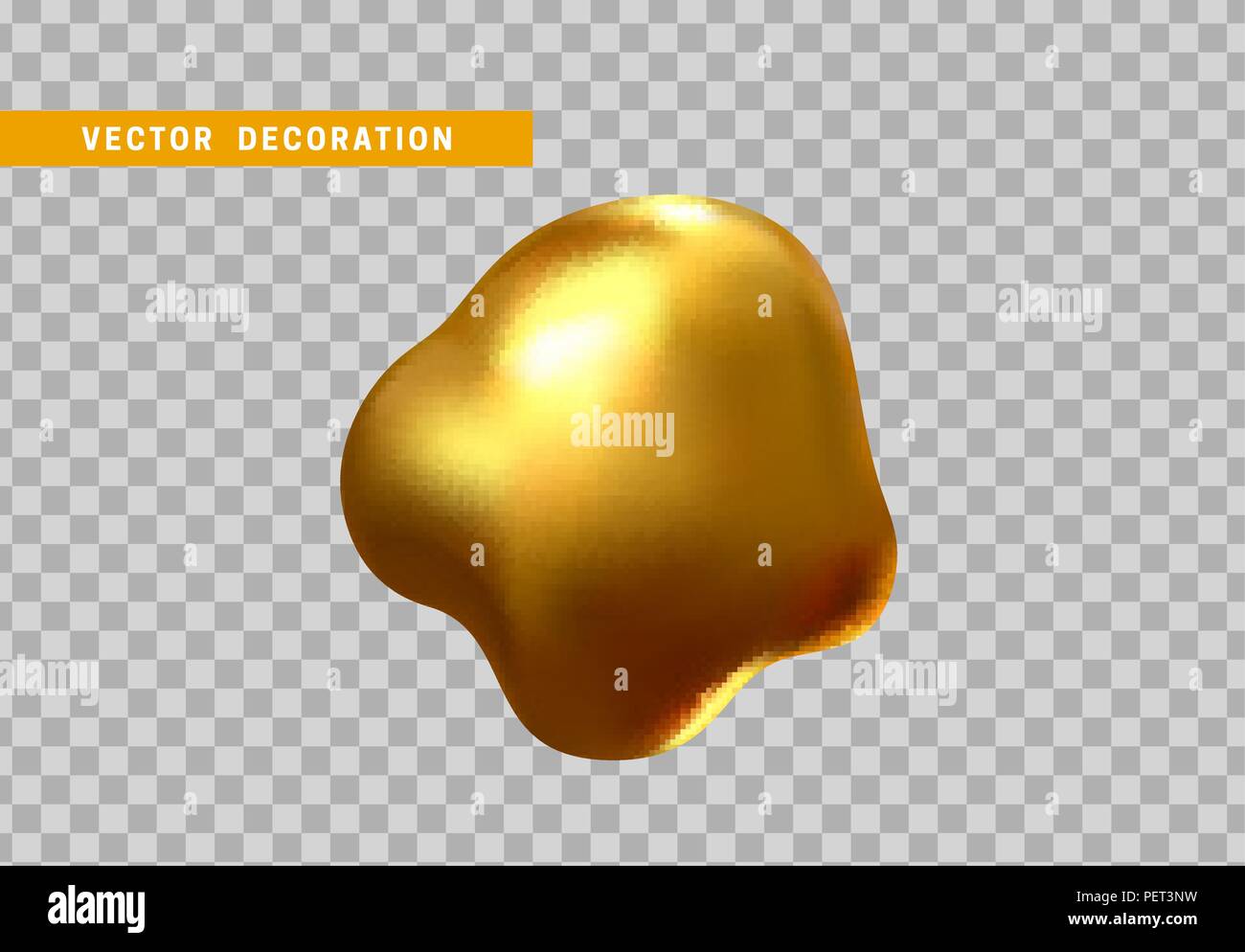 Gold nuggets isolated on a transparent background. Shape liquid drops ...