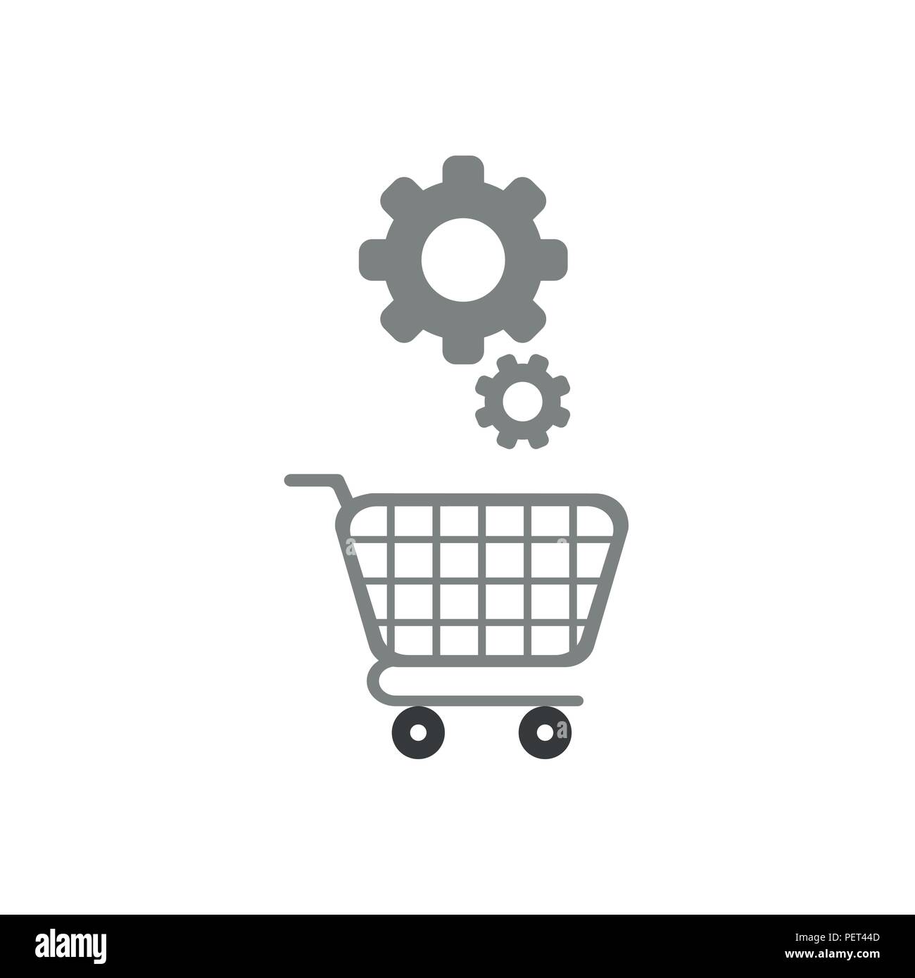 Vector illustration concept of grey gears over shopping cart icon Stock ...
