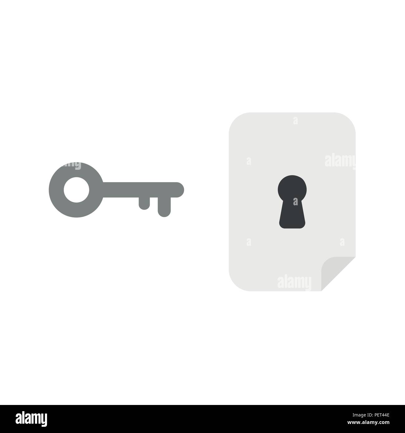 Vector illustration concept of keyhole inside blank paper with key icon ...