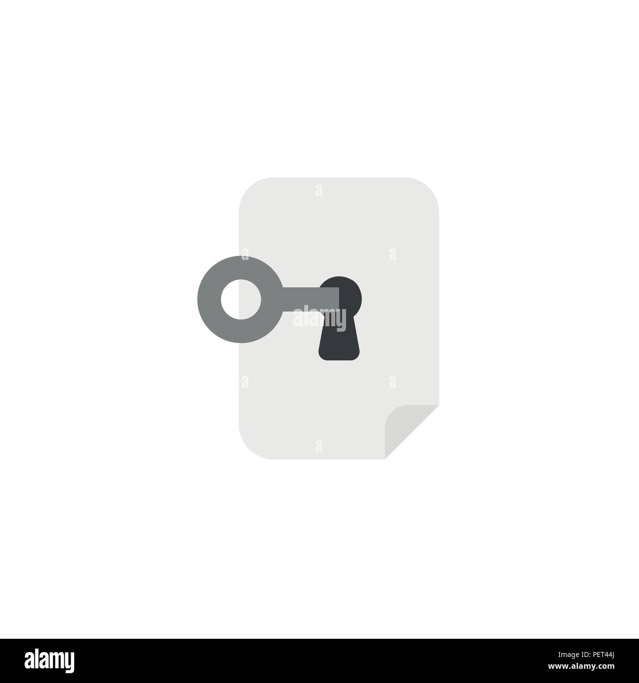 Vector illustration concept of keyhole inside blank paper with key icon ...