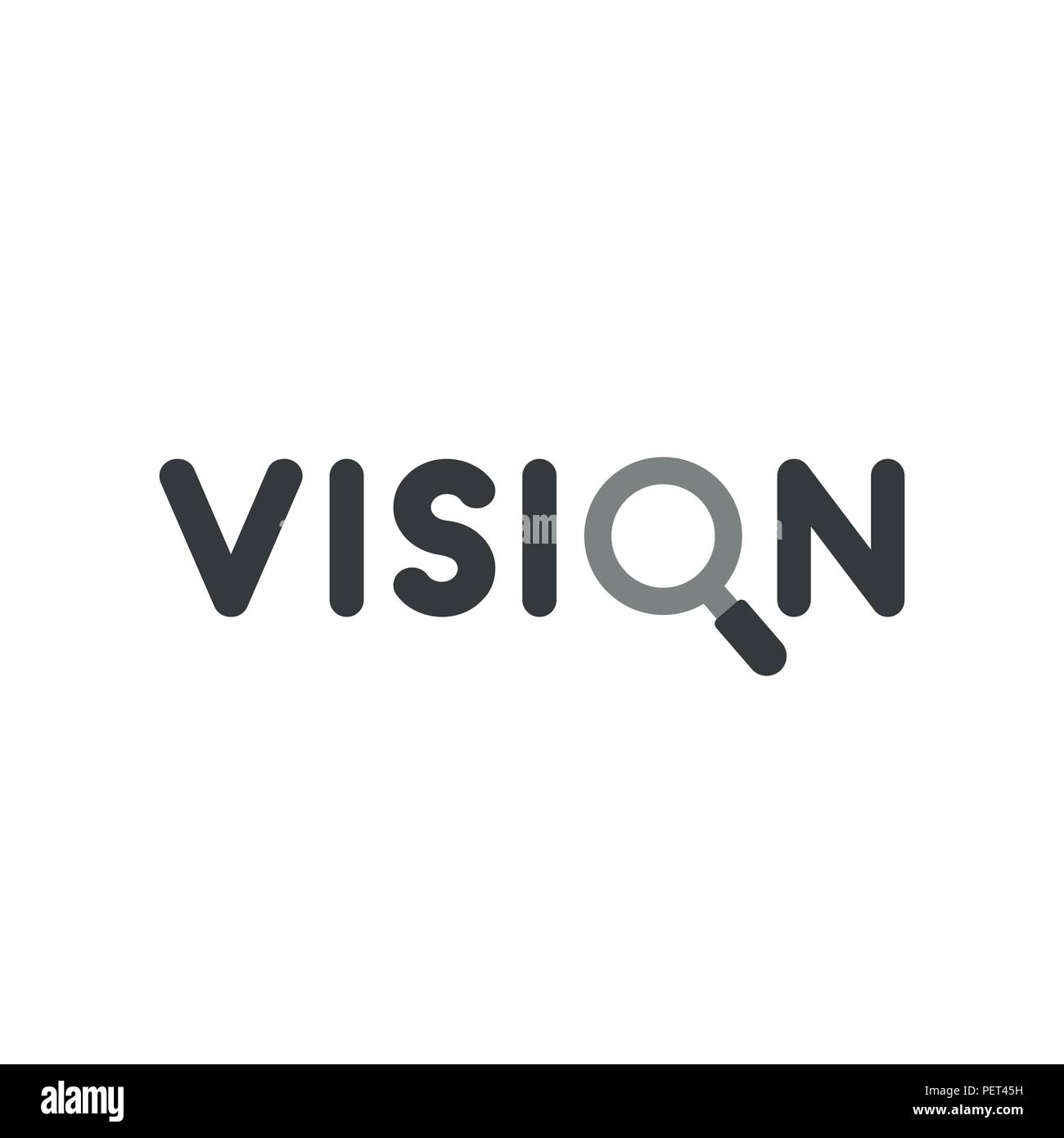 Vector illustration concept of vision word with magnifying glass icon ...