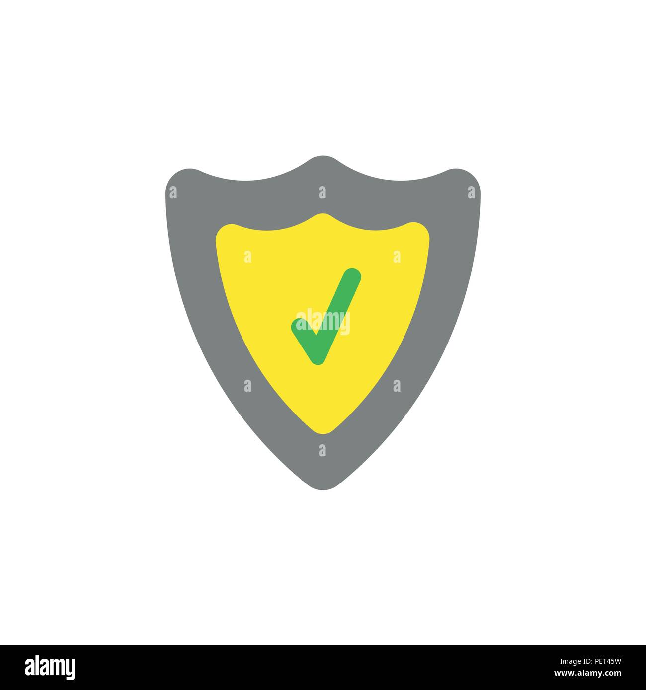 Vector illustration concept of yellow and grey shield guard with green ...