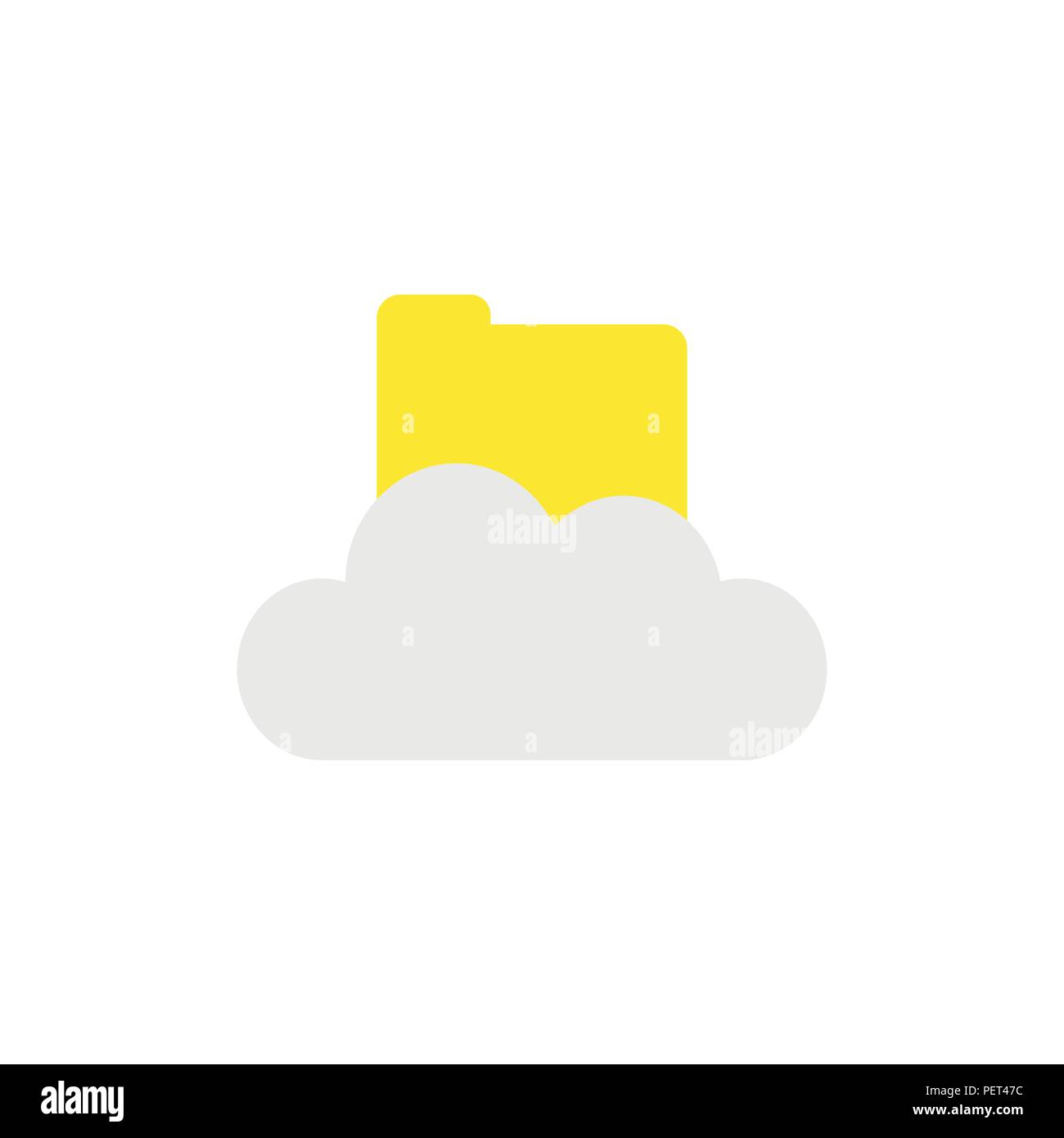 Vector illustration concept of yellow closed file folder icon on grey ...