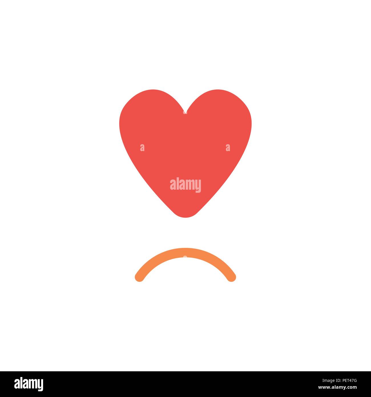 Vector illustration concept of red heart symbol with sulking mouth ...