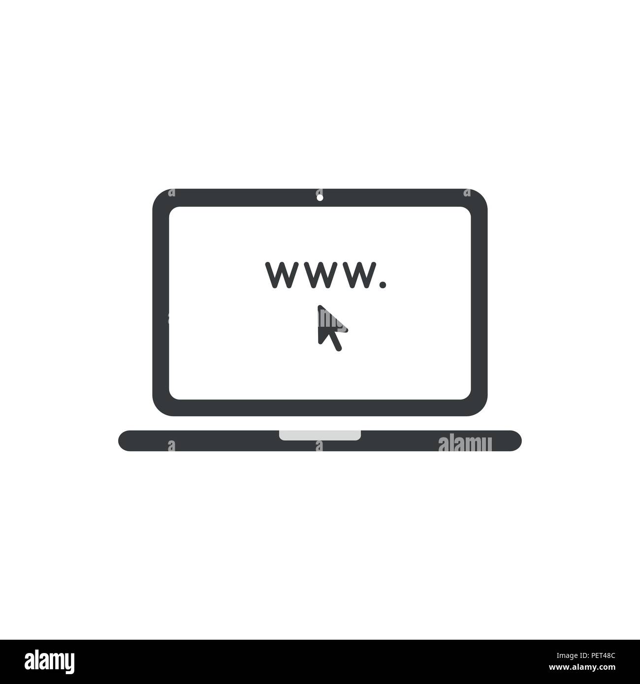 Vector illustration concept of www word inside laptop computer with ...