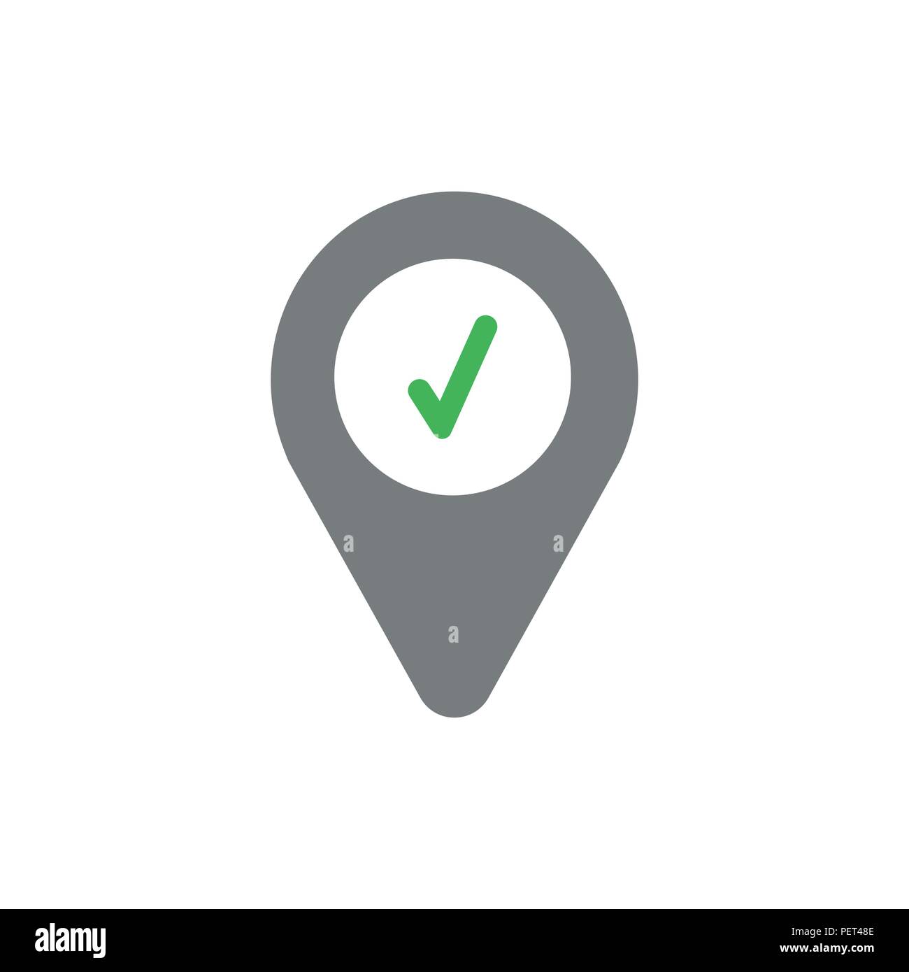 Vector illustration concept of green check mark inside map pointer icon ...