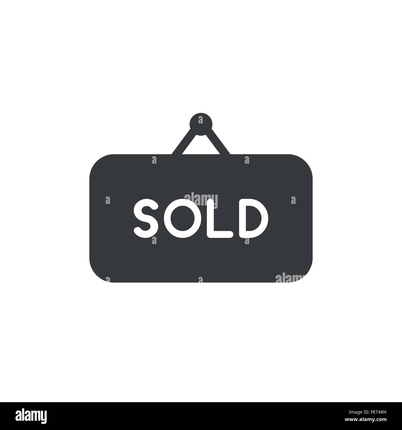 Vector illustration concept of sold word written on black hanging sign ...