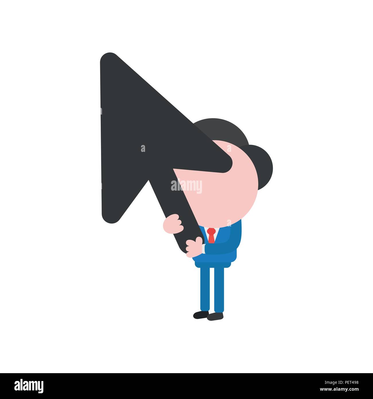 Vector illustration of faceless businessman character holding computer ...