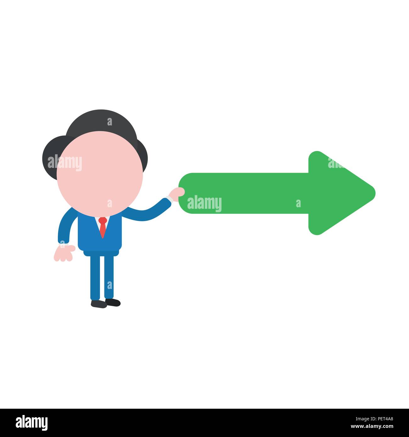 Vector illustration of faceless businessman character holding arrow ...