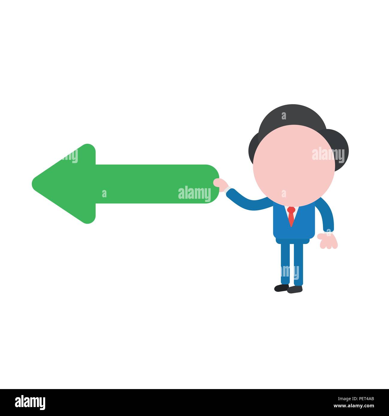 Vector illustration of faceless businessman character holding arrow ...