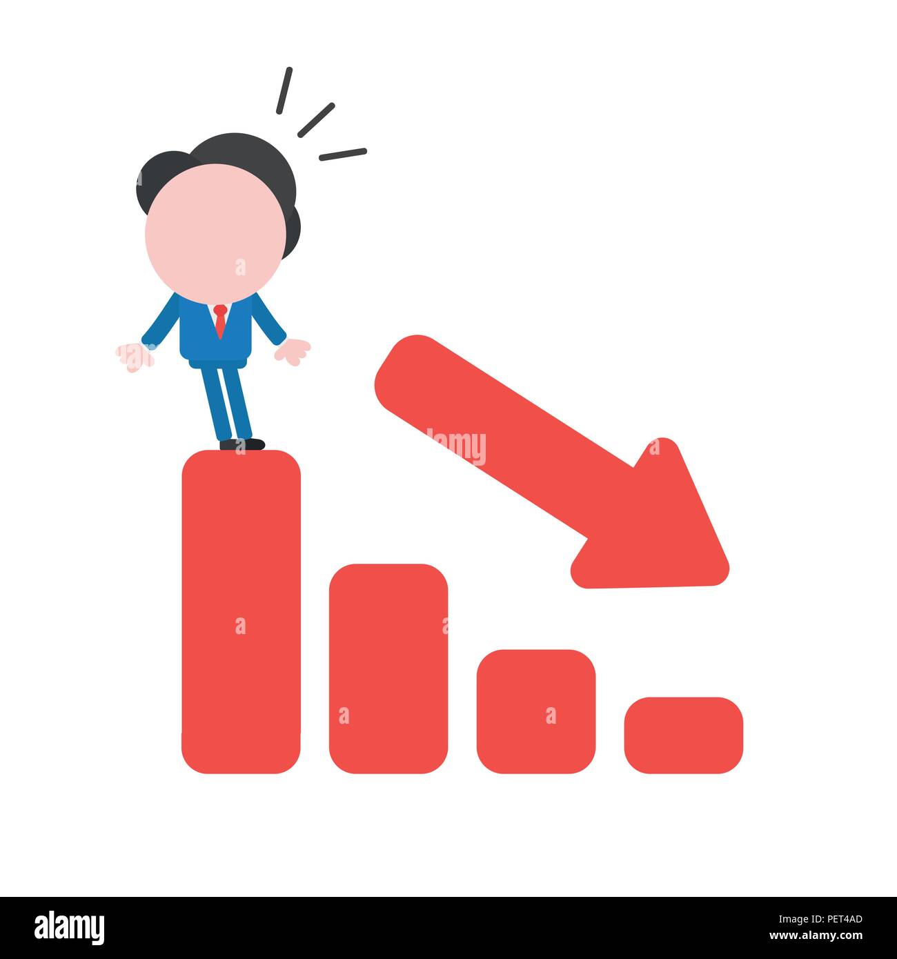Vector illustration of faceless businessman character at top of sales ...