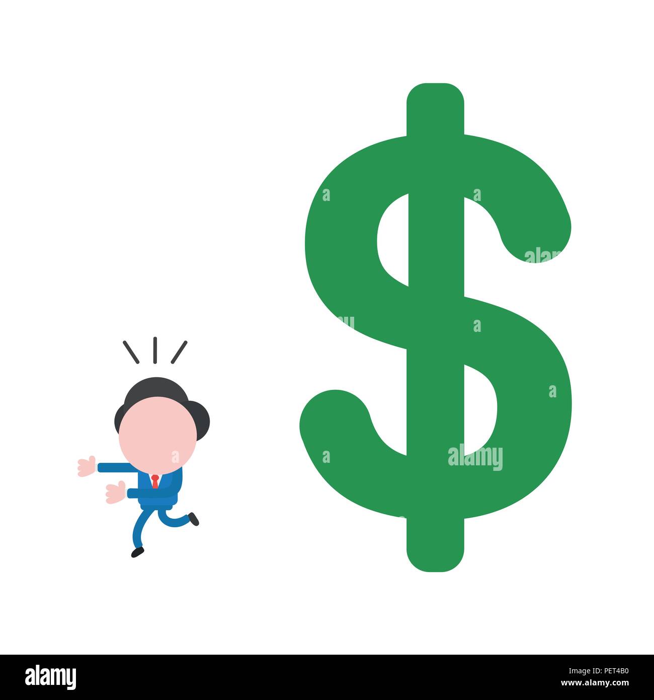 Vector illustration of faceless businessman character running away from ...