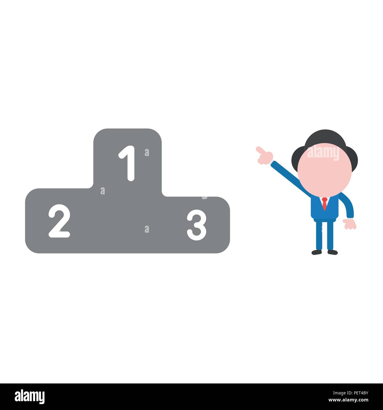 Vector illustration of faceless businessman character pointing first ...