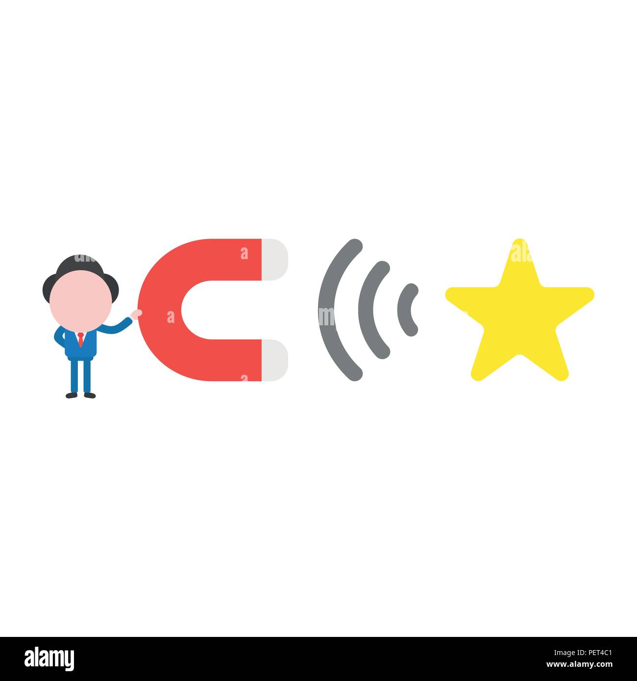 Vector illustration of faceless businessman character holding magnet ...