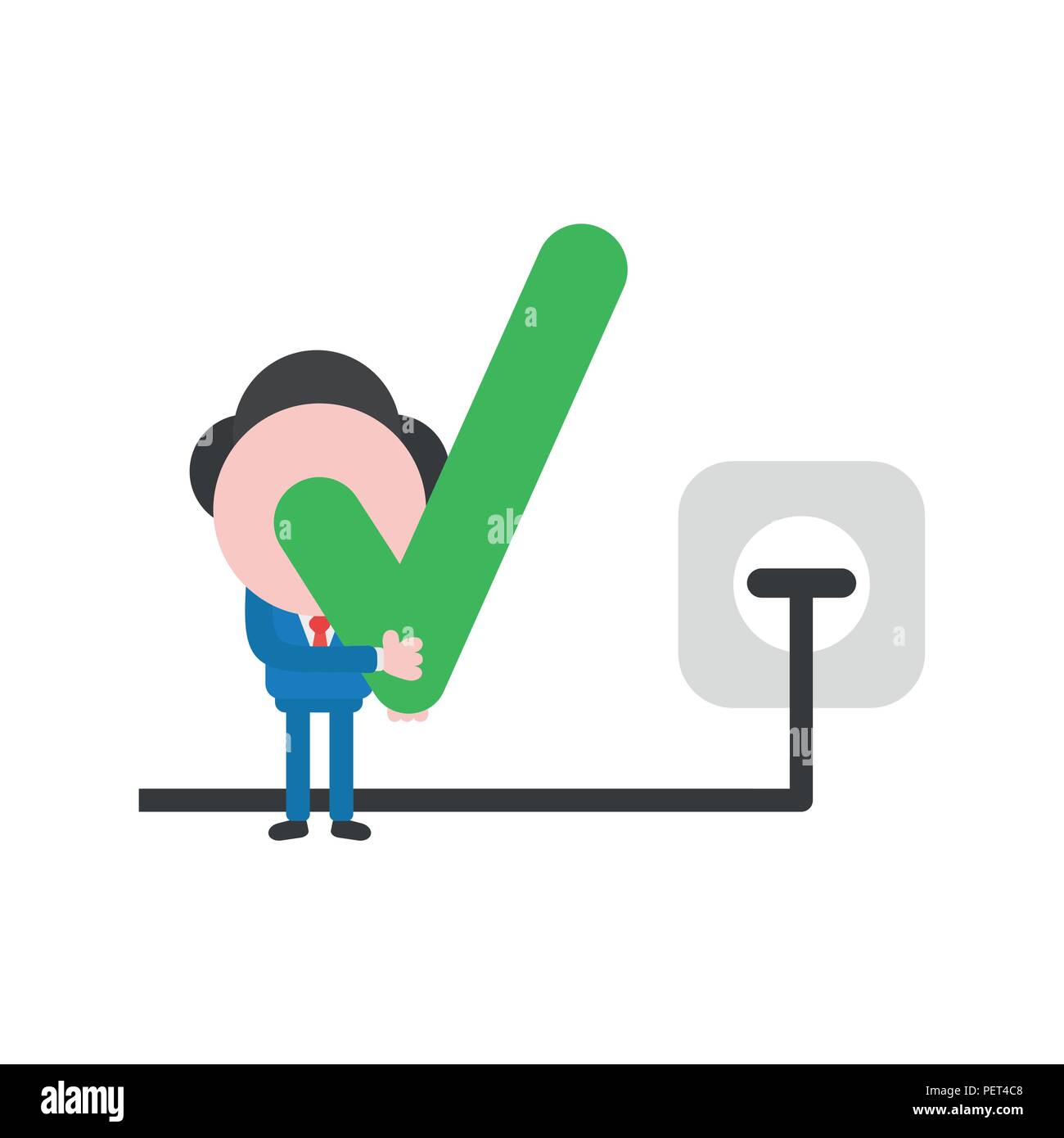 Vector illustration of faceless businessman character holding check ...
