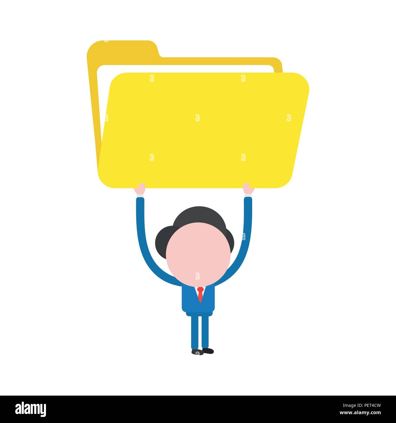 Vector illustration of faceless businessman character holding open file ...