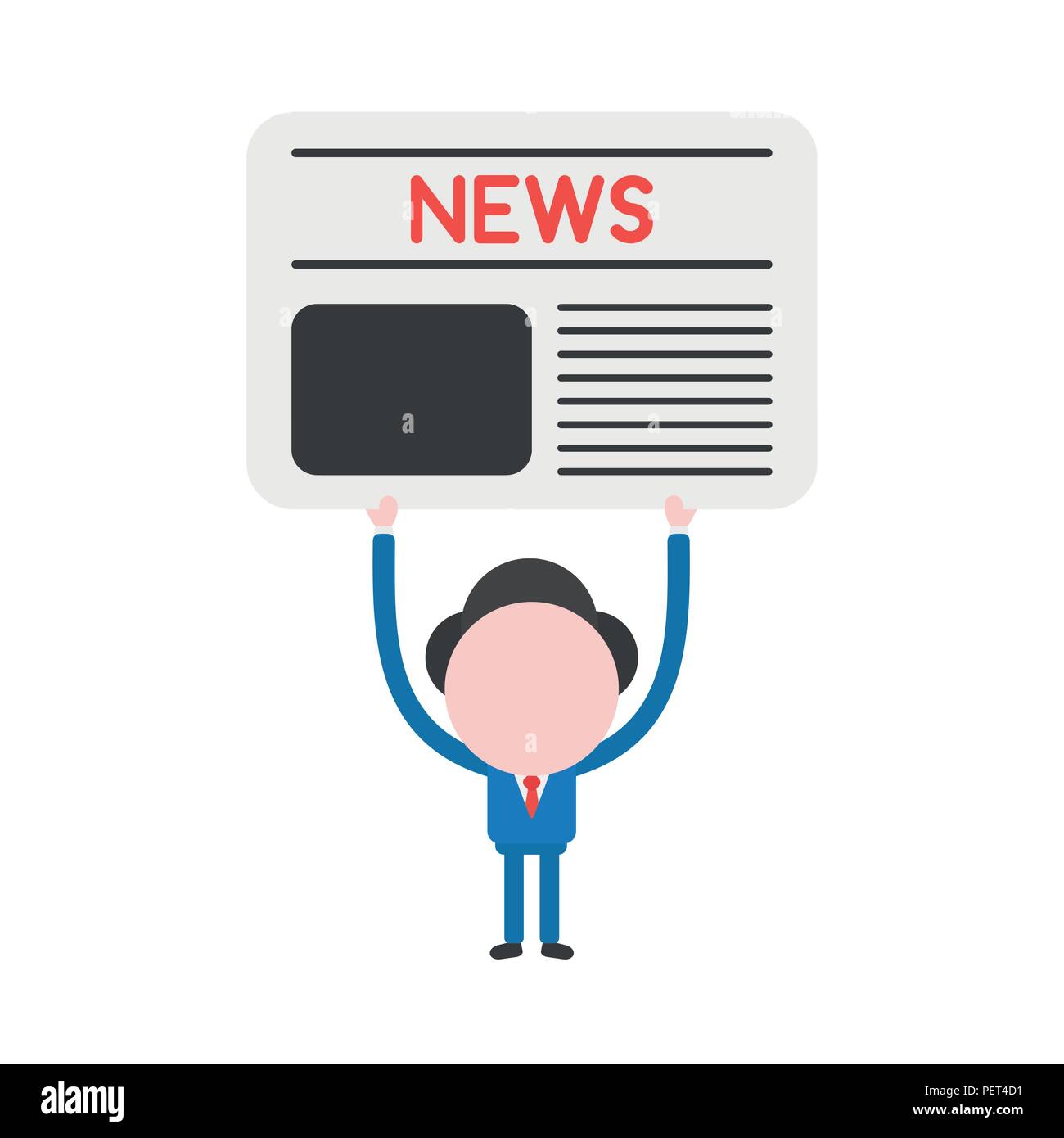 Vector illustration of faceless businessman character holding up ...