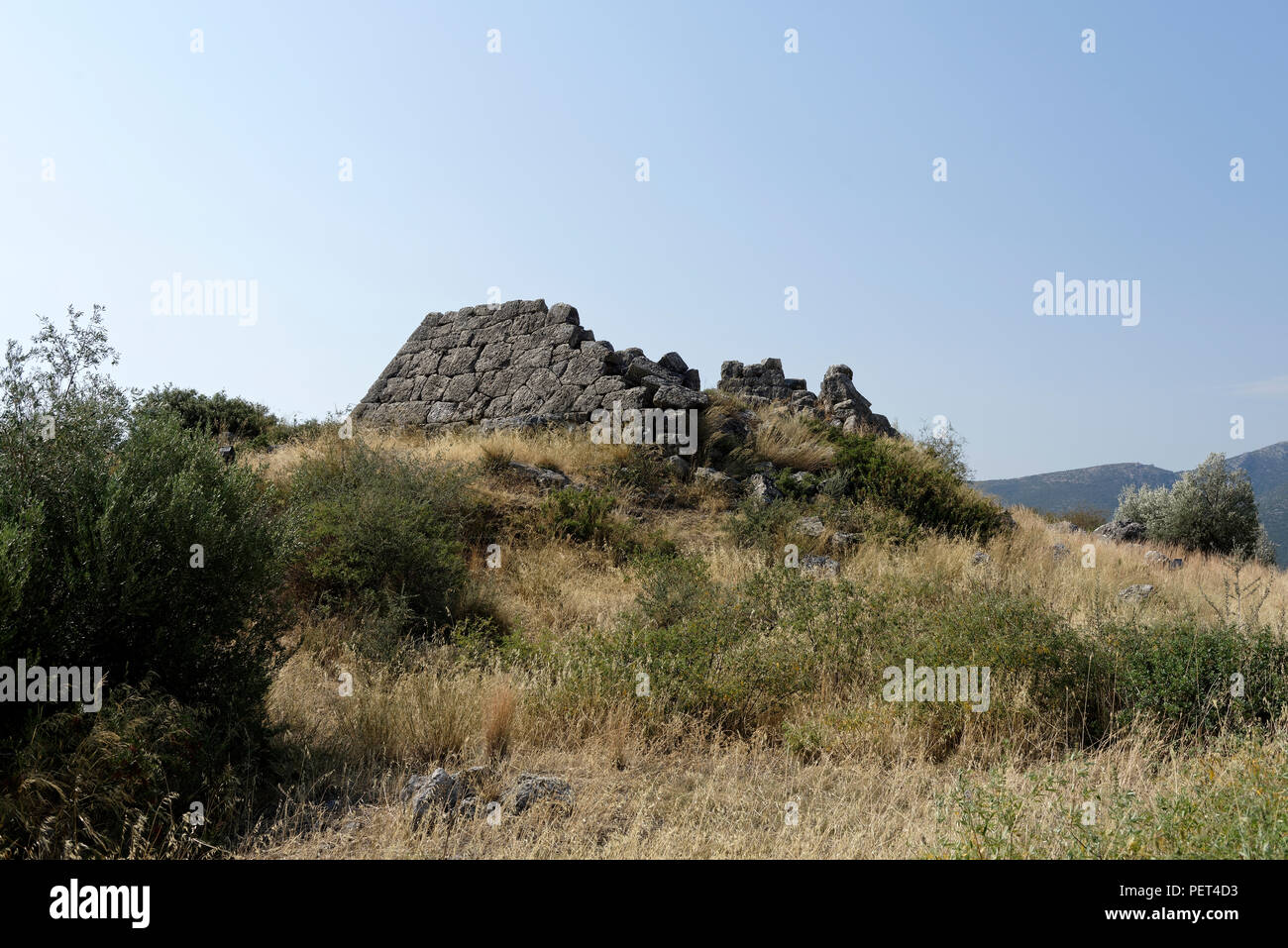 View of the facade of the Pyramid of Hellinikon, near the city of Argos ...