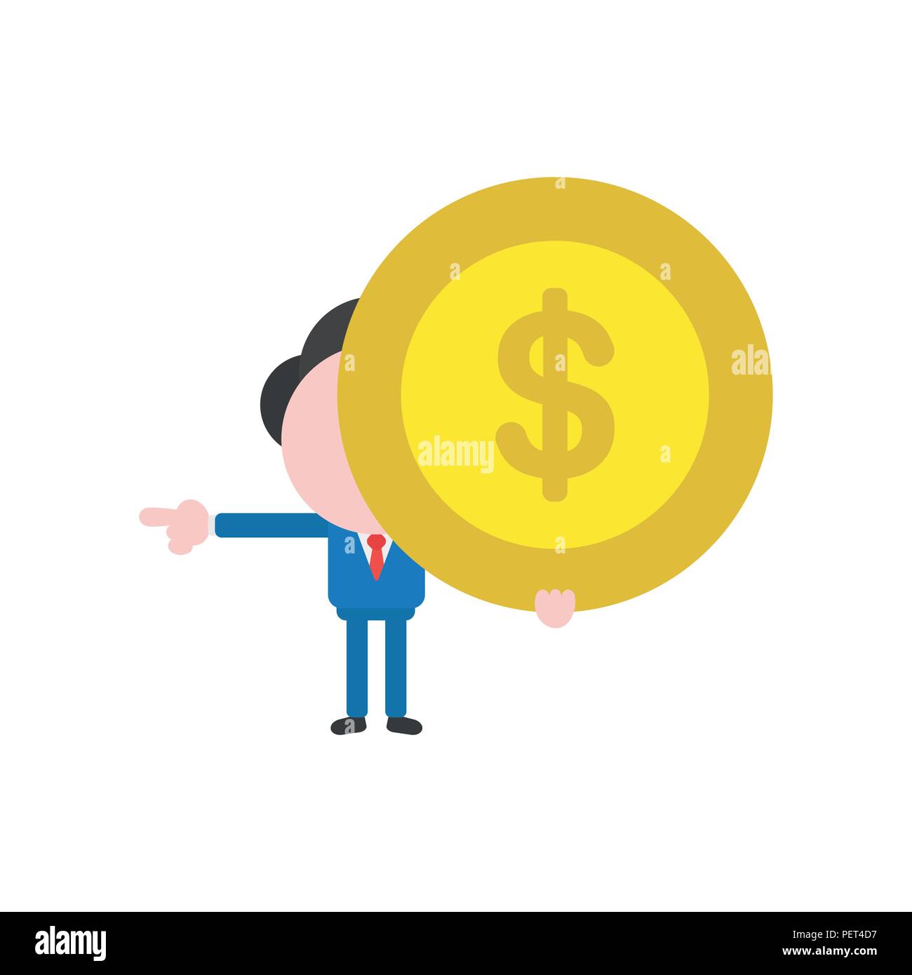 Vector illustration of faceless businessman character holding dollar ...