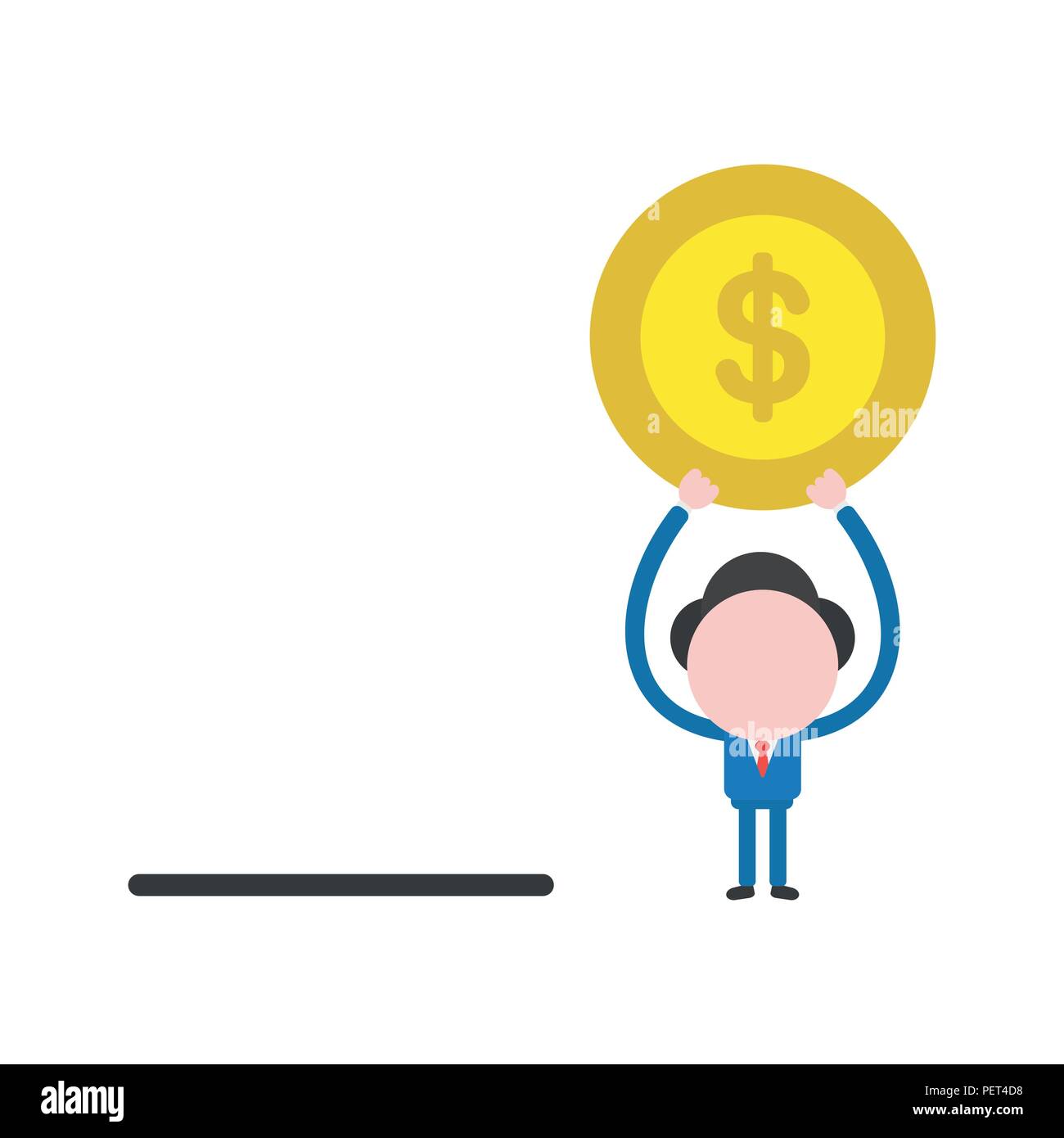 Vector illustration of faceless businessman character holding up dollar ...