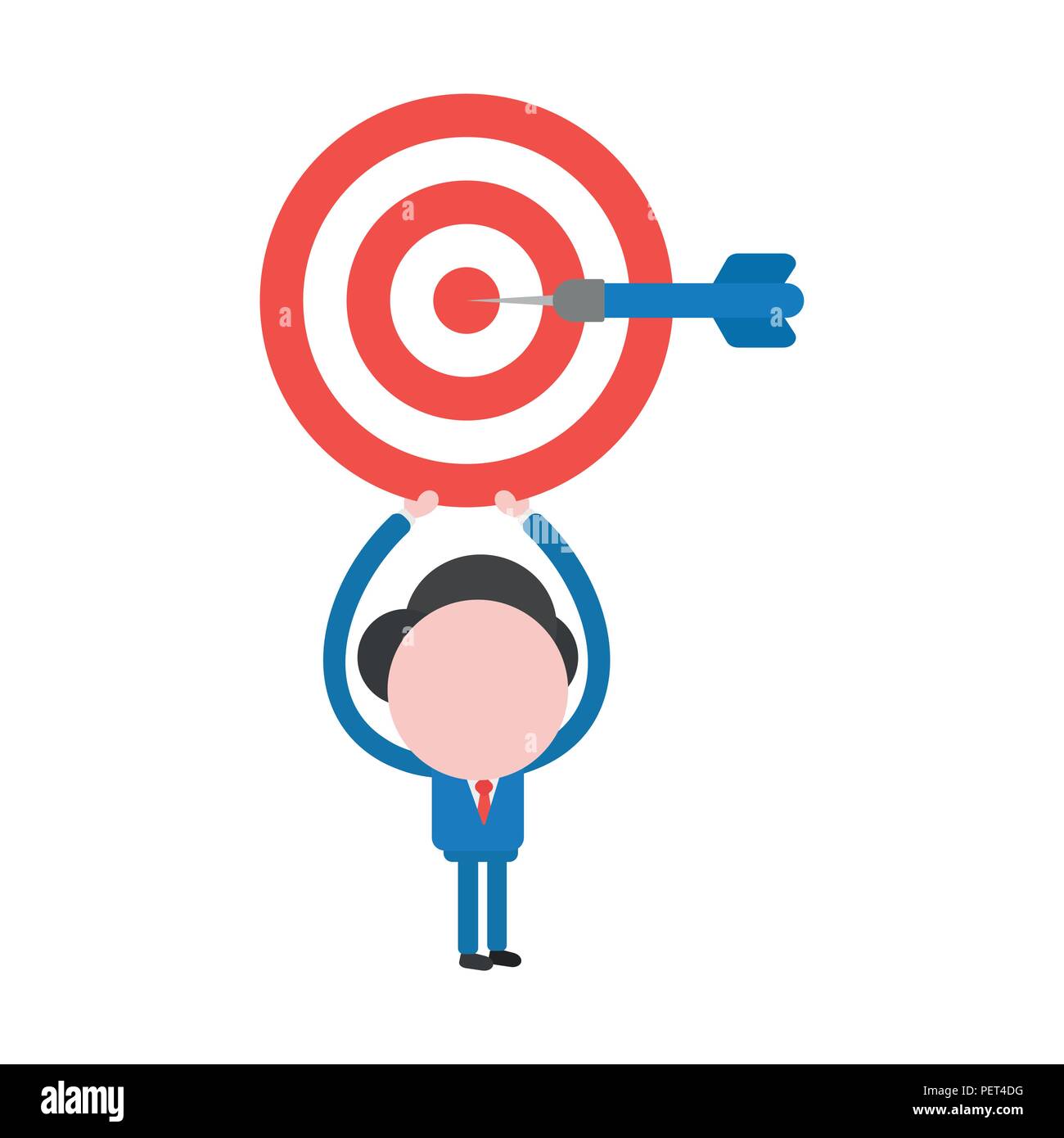 Vector illustration of faceless businessman character holding up bulls ...