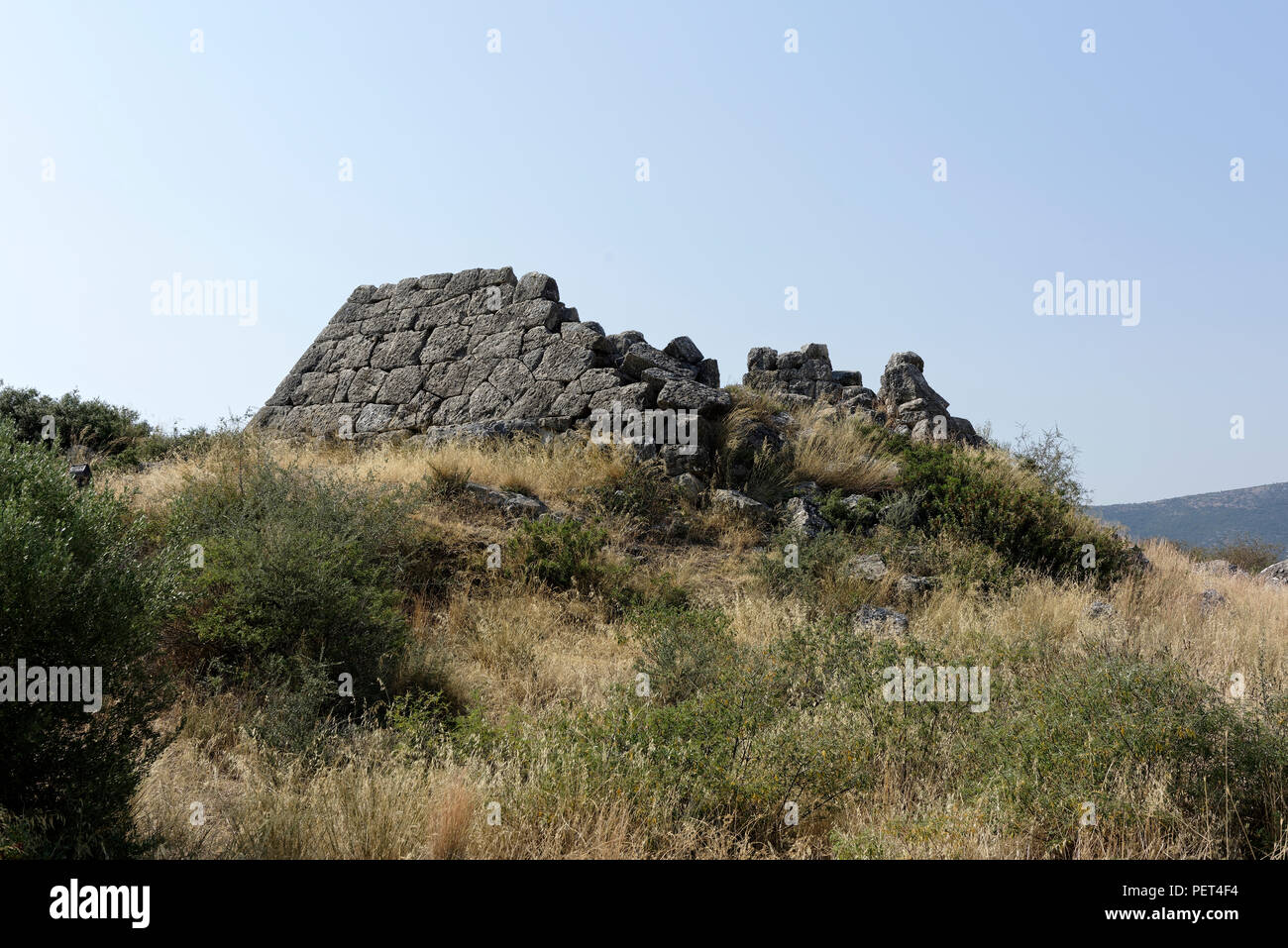 View of the facade of the Pyramid of Hellinikon, near the city of Argos ...