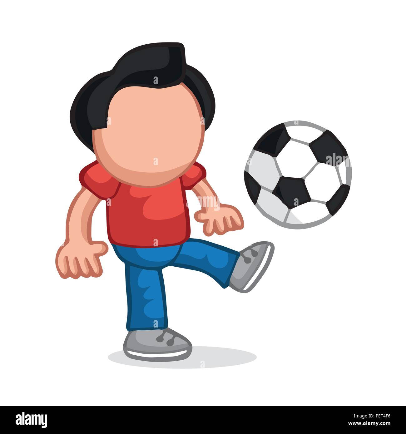Cartoon illustration footballer kicking football High Resolution Stock ...