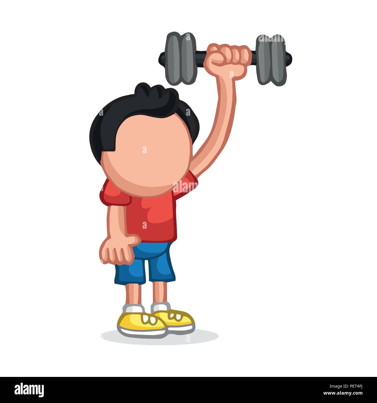 Vector hand-drawn cartoon illustration of man standing pumping ...