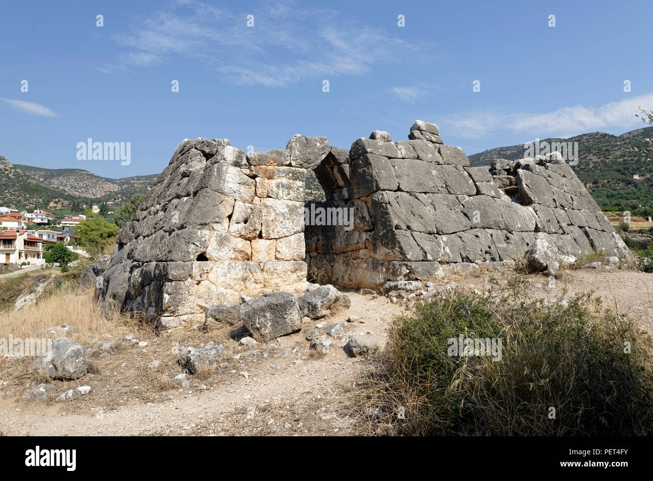 View of the facade of the Pyramid of Hellinikon, near the city of Argos ...