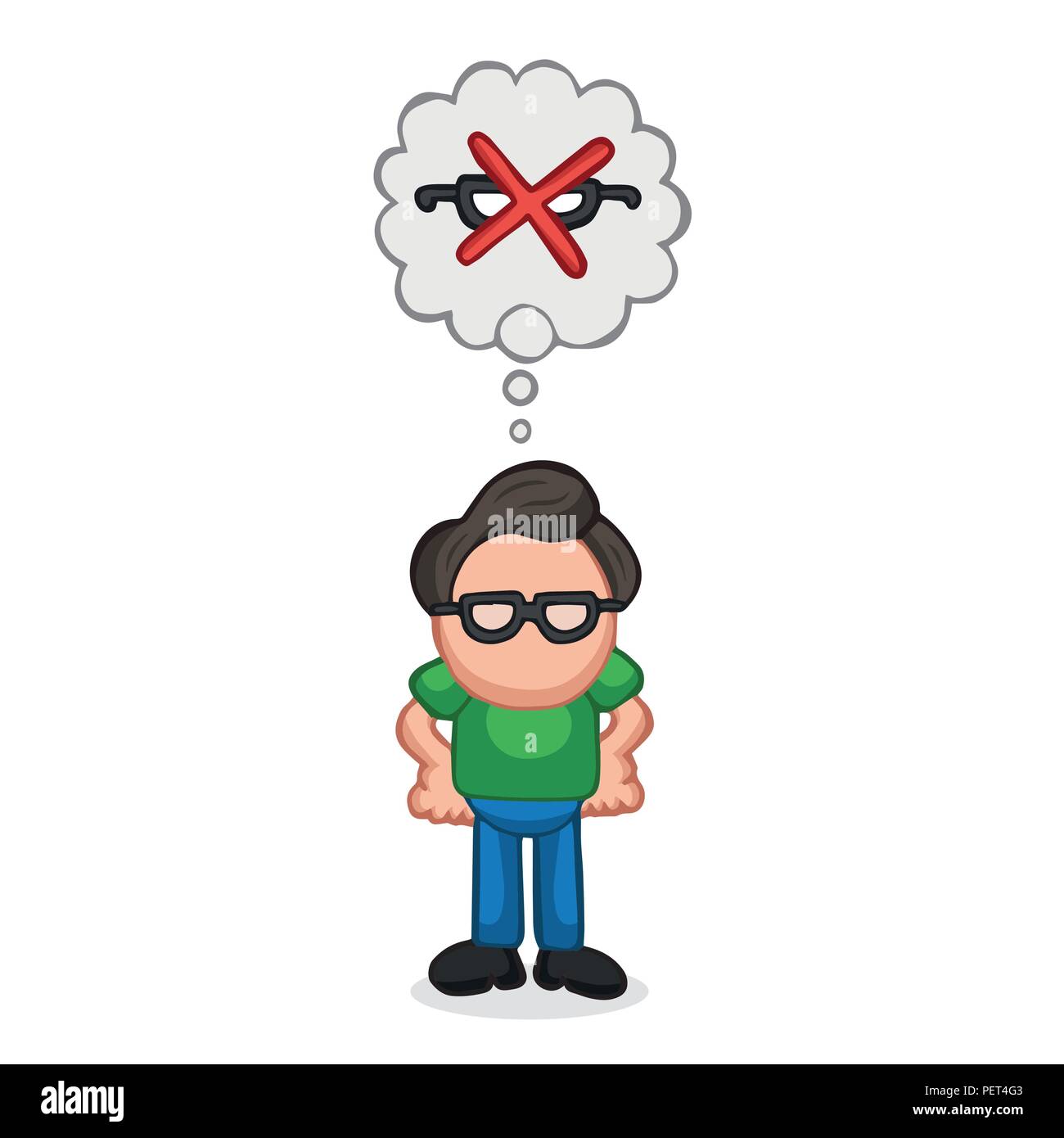 Vector hand-drawn cartoon illustration of man standing dreaming of ...