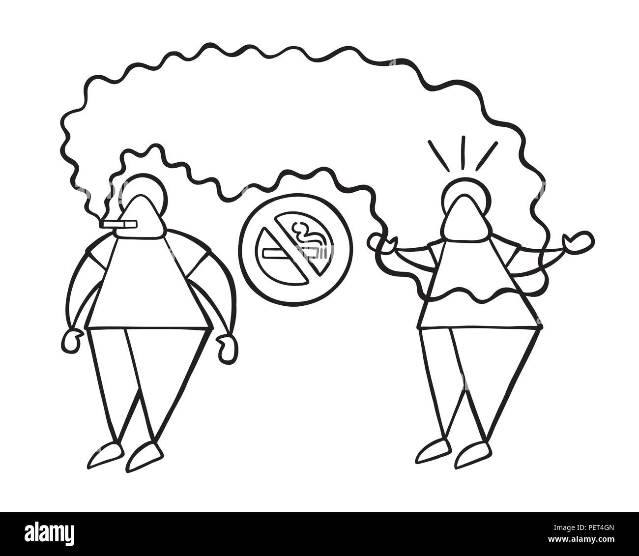 Vector illustration cartoon man character smoking cigarette where ...