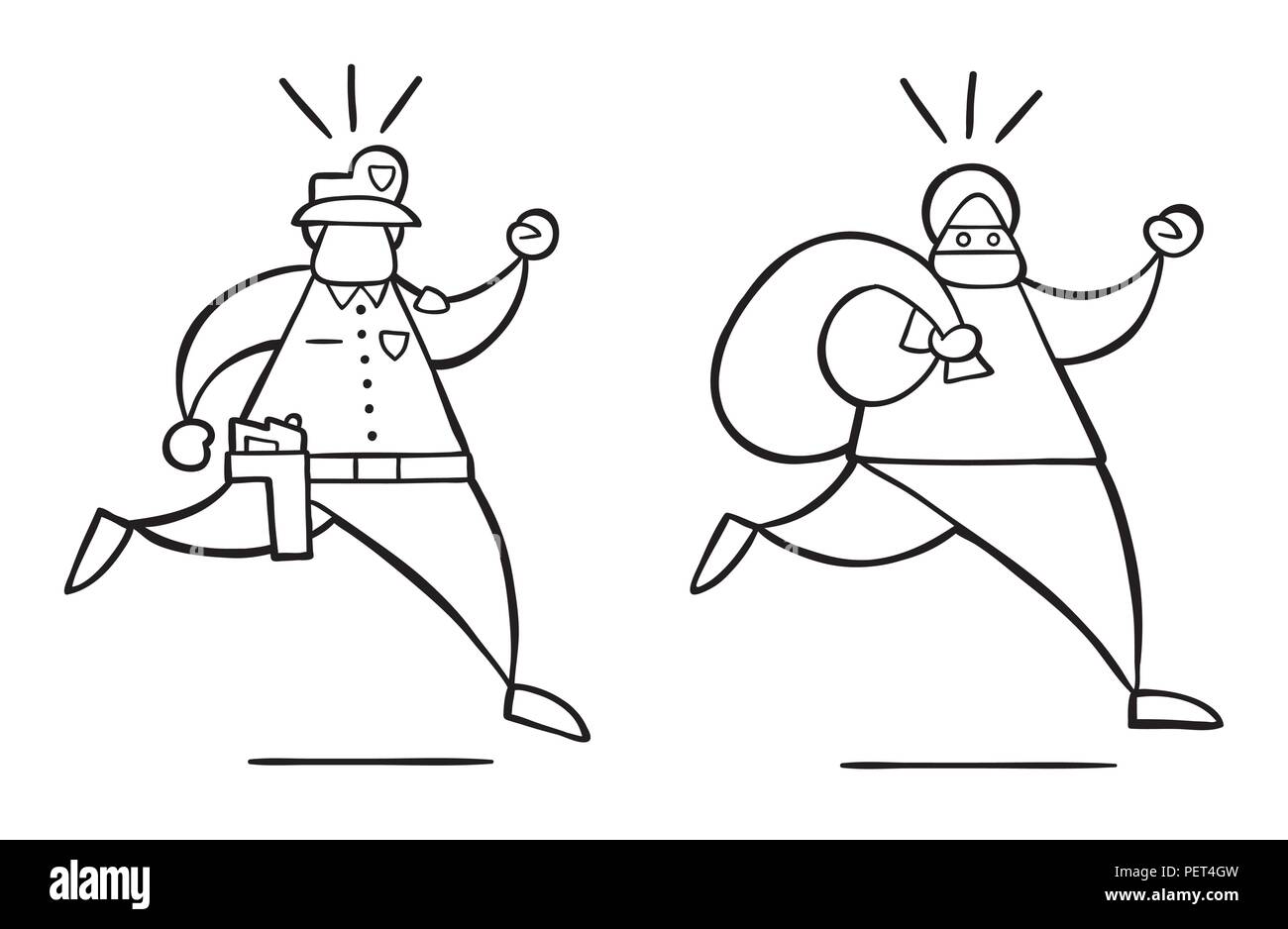 Vector illustration cartoon thief man with face masked running away ...