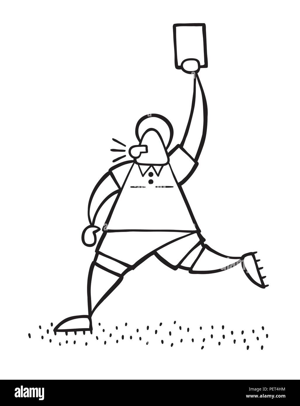 Vector illustration cartoon referee man running and showing red card ...